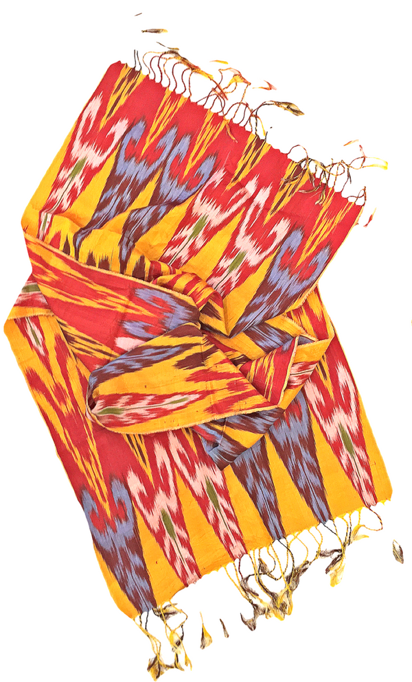 ARTISAN CRAFTED — Handwoven, hand-dyed, authentic Ikat "Fire" Scarf ...