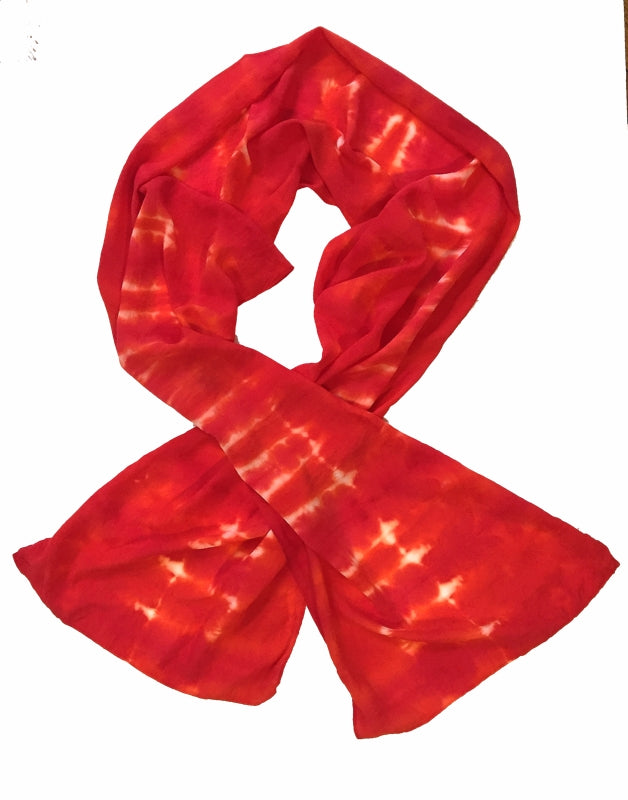 ARTISAN CRAFTED — Sunset Red Silk Crepe De Chine Scarf — By Jules Gofo ...
